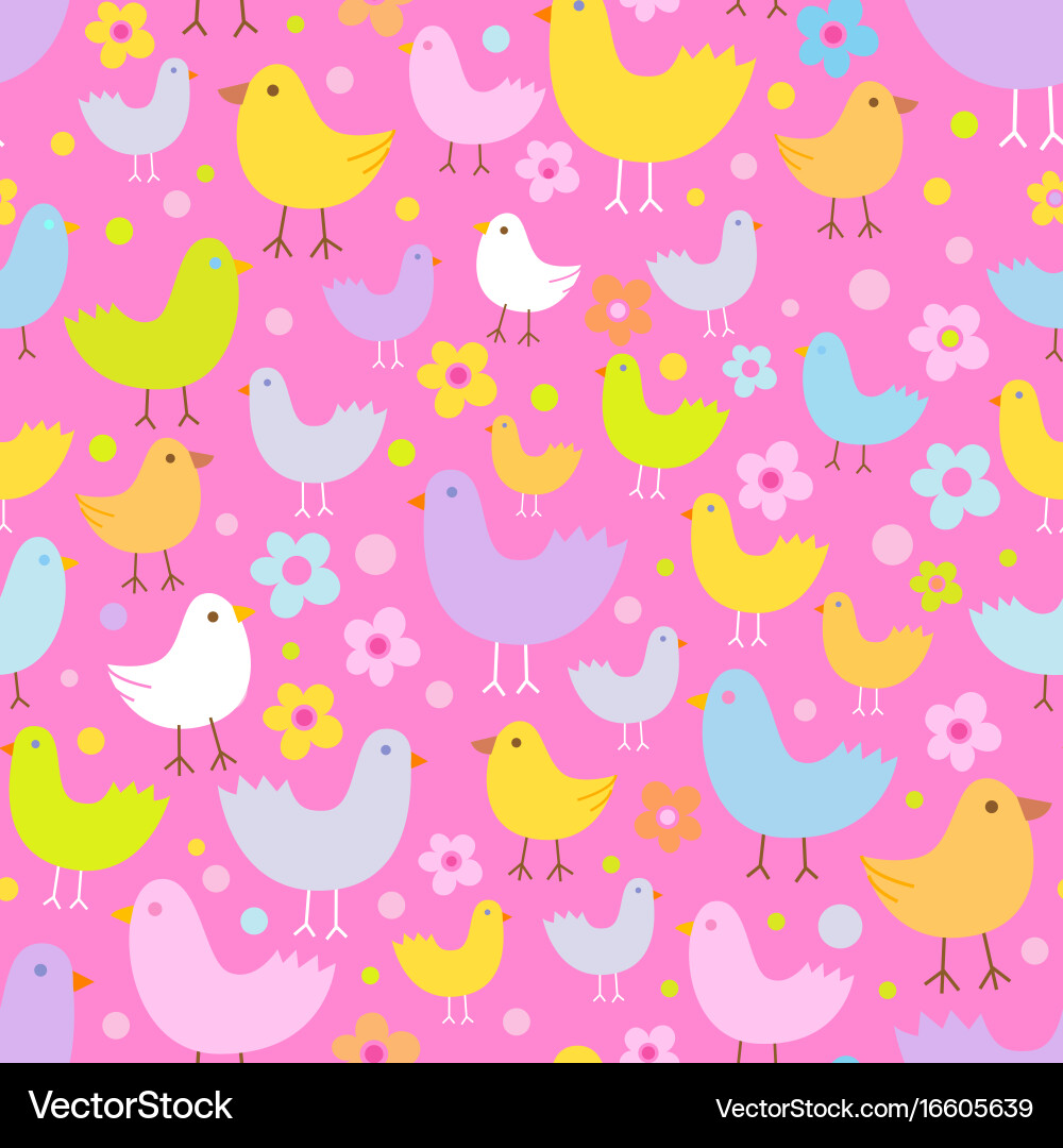 Seamless pattern with cute funny cartoon birds Vector Image