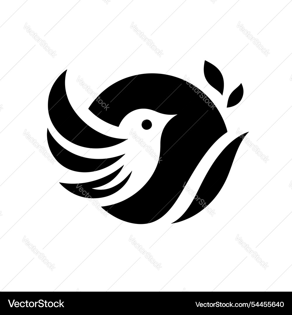 Bird logo design with leaves Royalty Free Vector Image