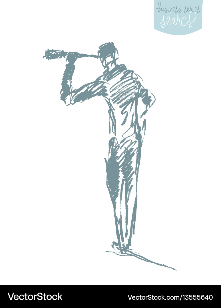 Businessman looking future concept sketch Vector Image