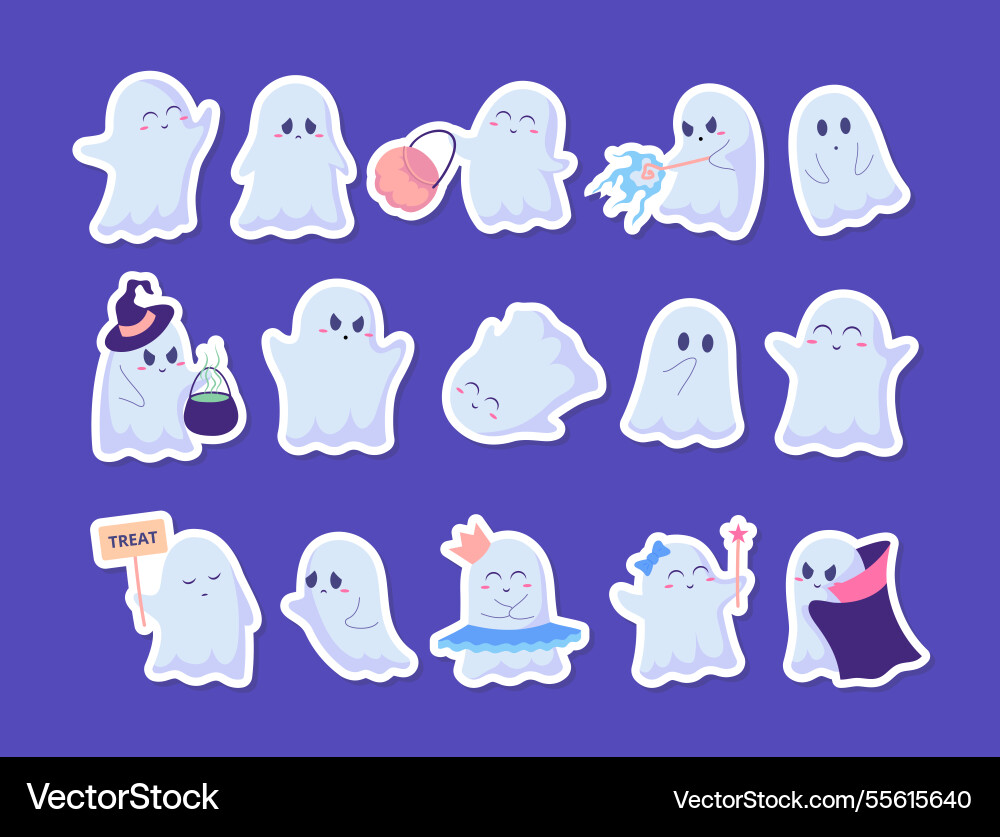 Cartoon color various characters ghosts flying Vector Image