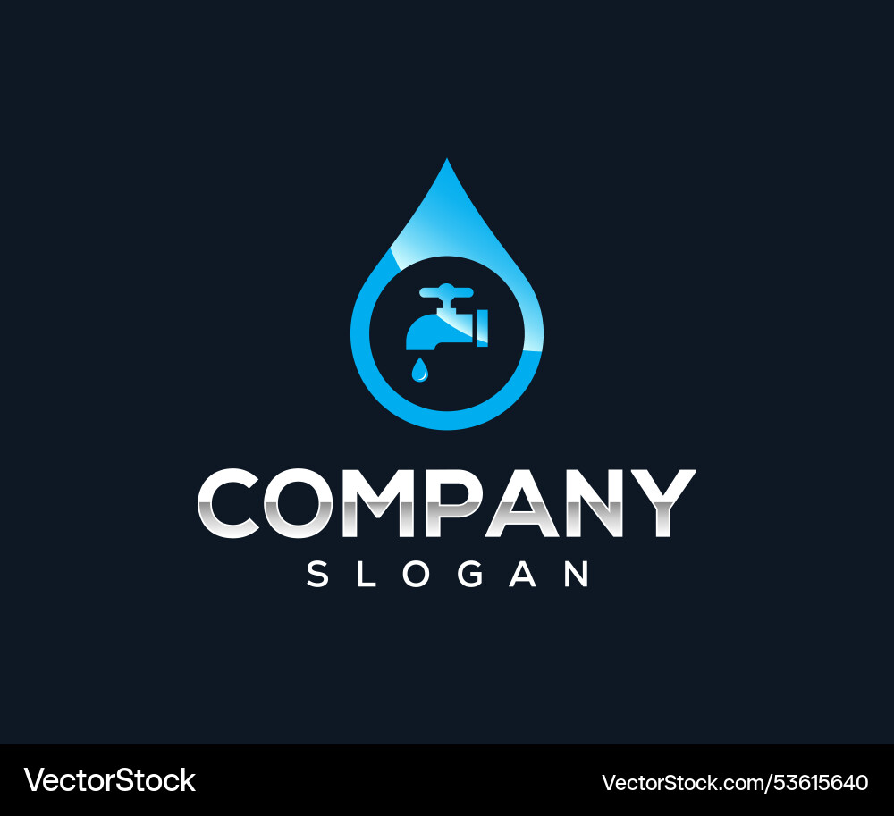 Faucet water tap logo or drop design Royalty Free Vector