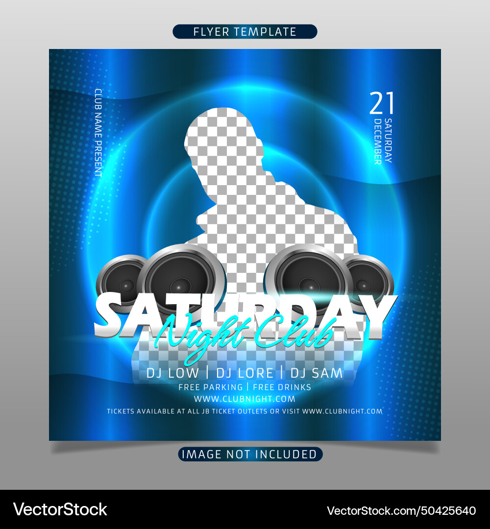 Saturday night club flyer template Royalty Free Vector Image