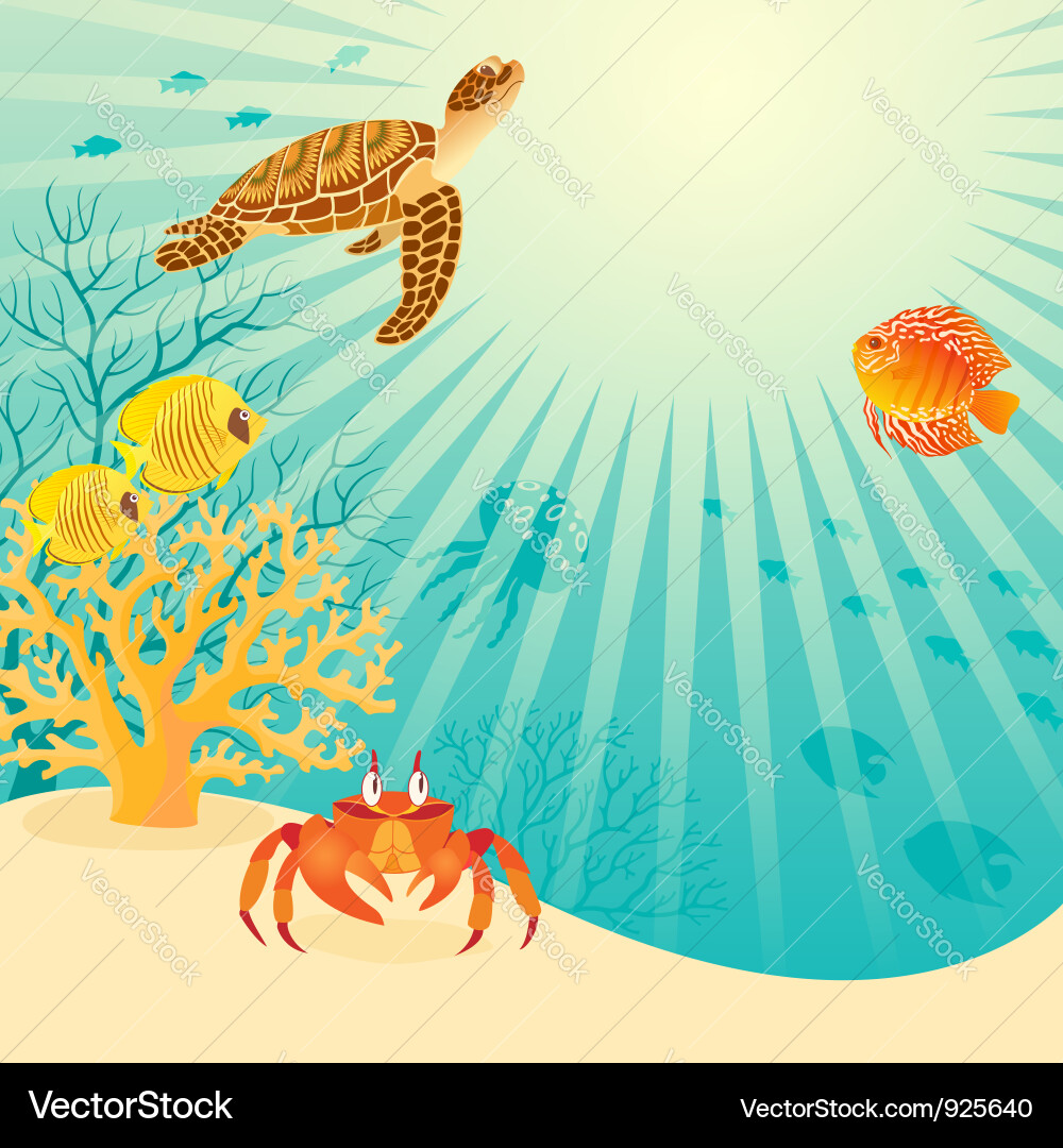 Sunny underwater life Royalty Free Vector Image