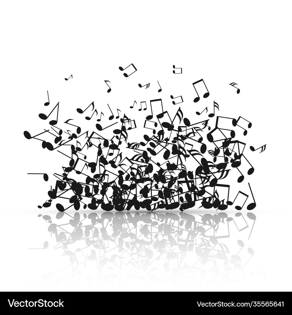Abstract music background with black note symbols Vector Image