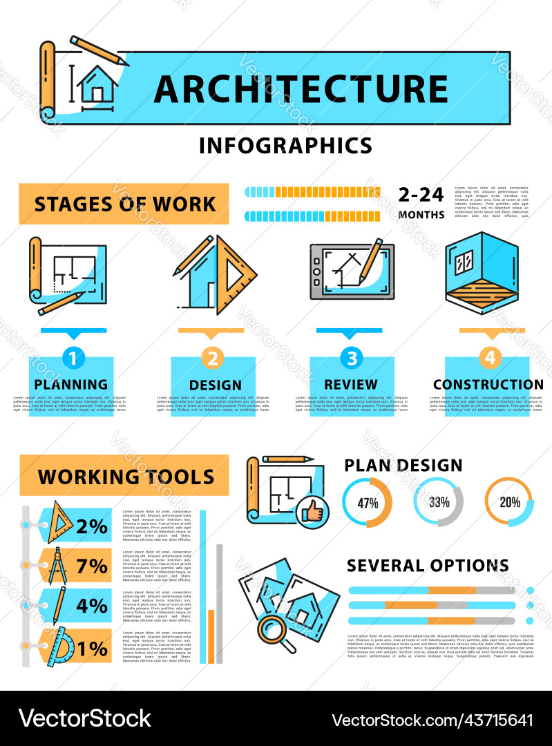 Architecture infographics house project diagrams Vector Image