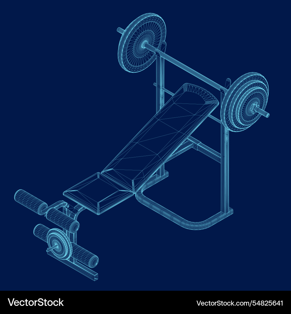Bench press wireframe Royalty Free Vector Image