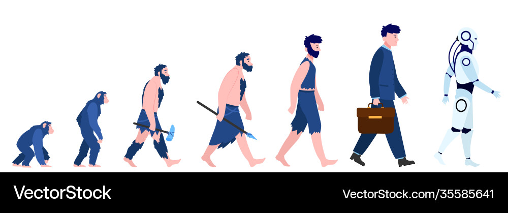 Cartoon menschliche Evolution isoliert flach Vektorbild