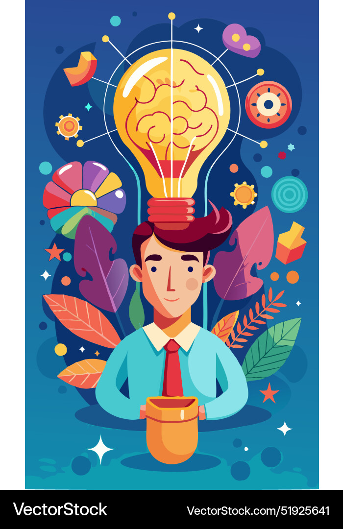 Creative mind with bright ideas Royalty Free Vector Image