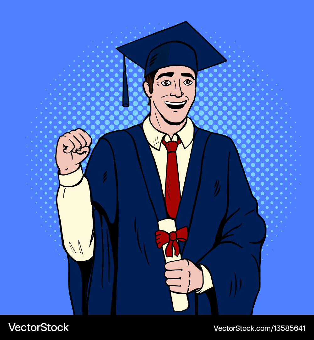 Graduate guy pop art Royalty Free Vector Image