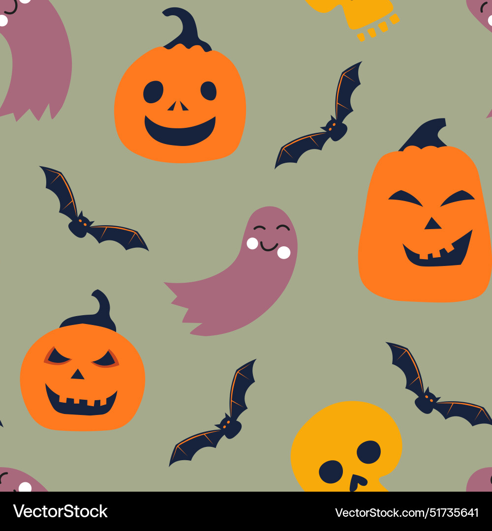 Halloween characters seamless pattern Royalty Free Vector