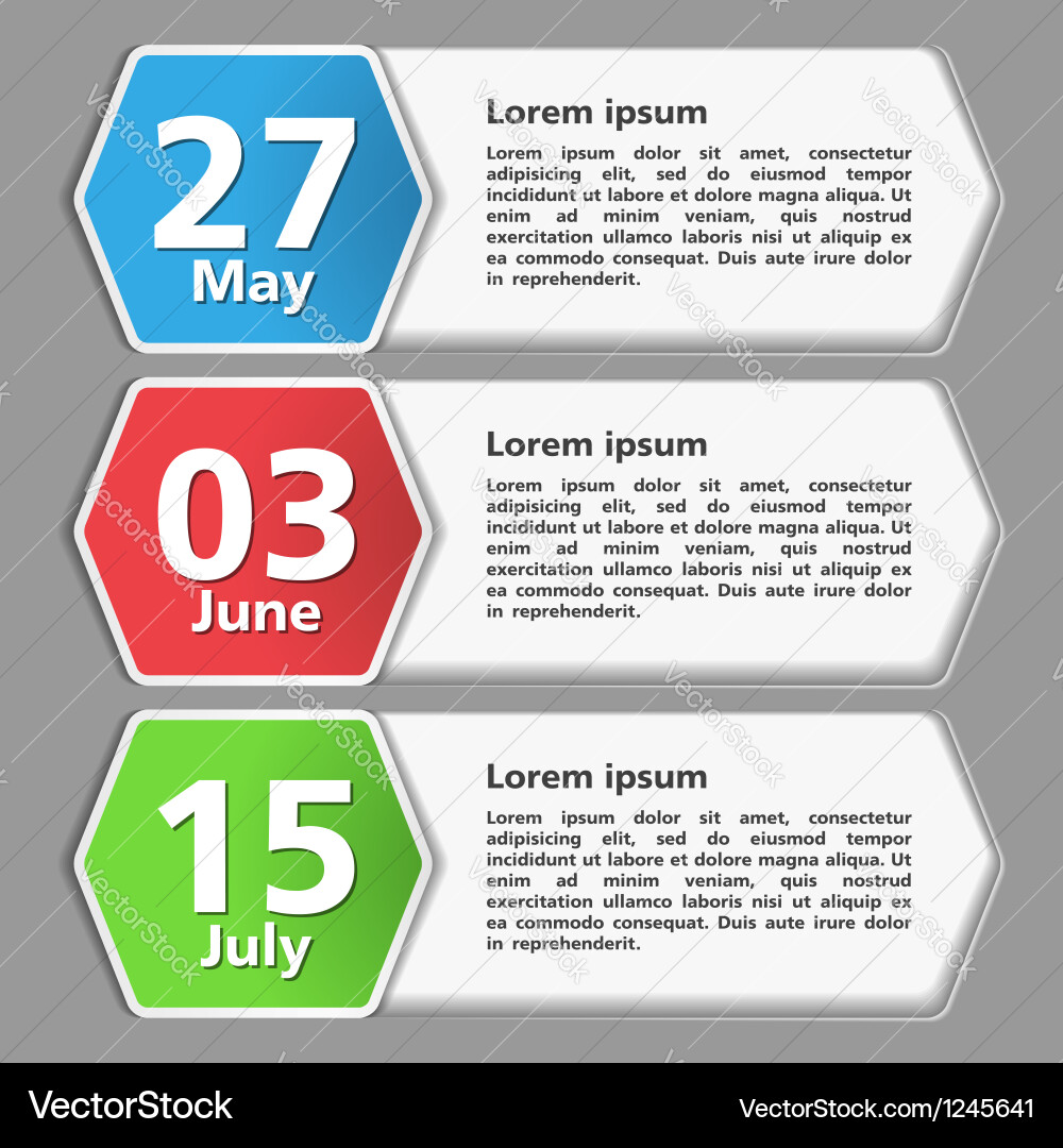 Paper banners with dates Royalty Free Vector Image