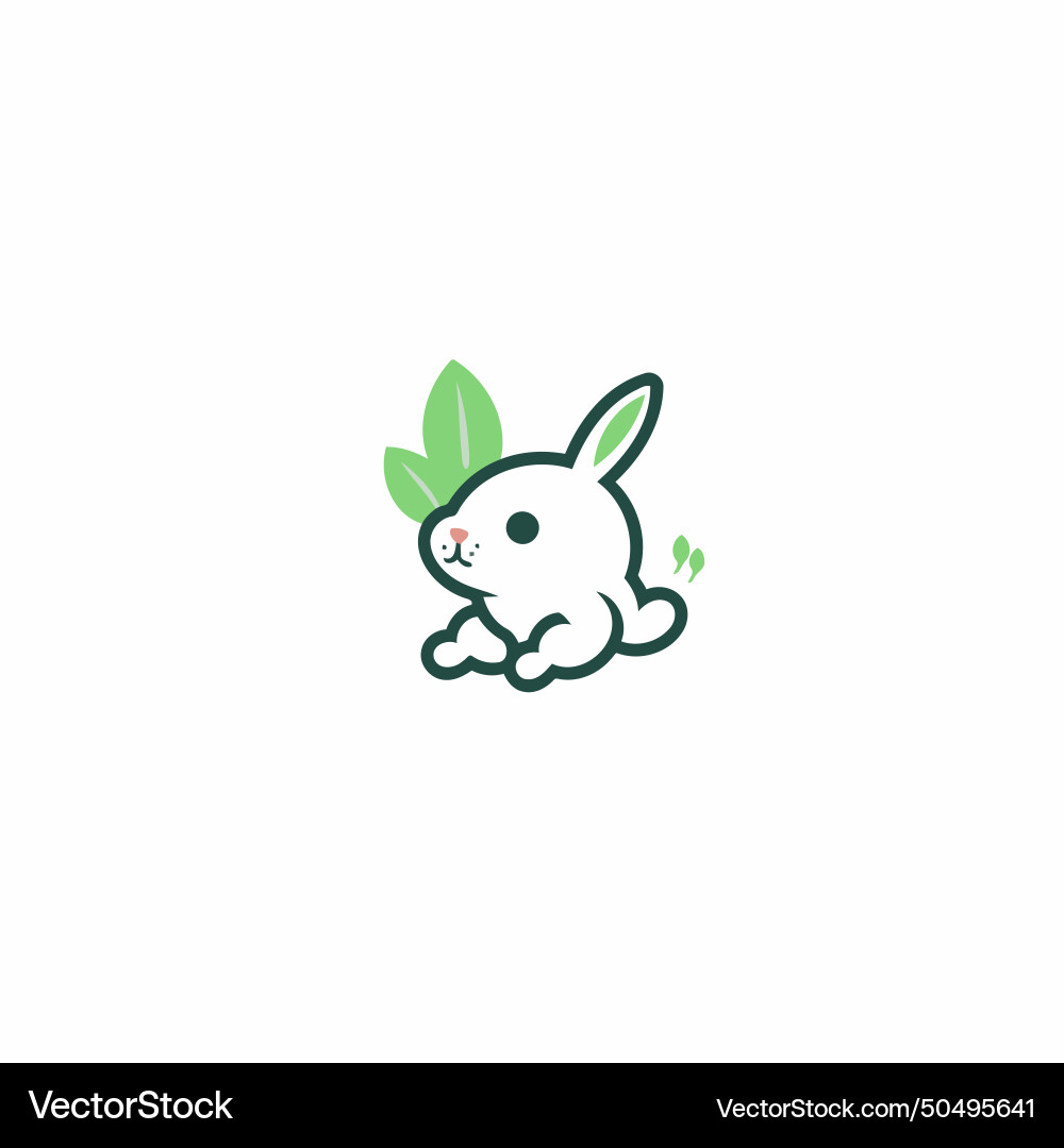 Rabbit with leaf logo design template cute animal Vector Image