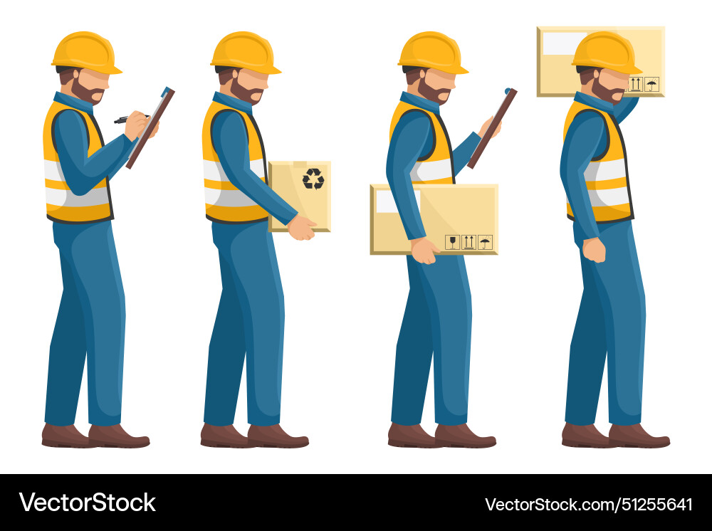 Set of industrial workers with their personal Vector Image