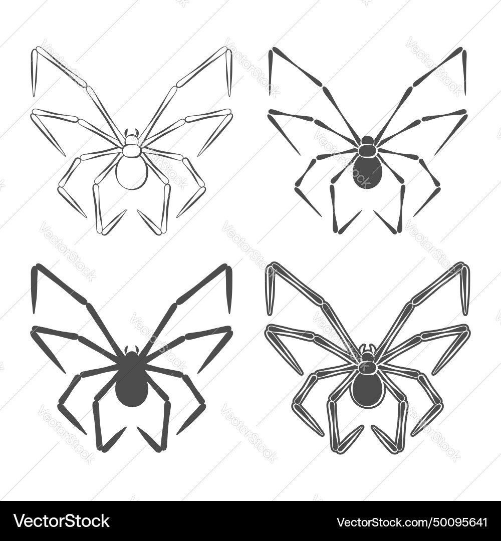 Set of with butterfly shaped spider Royalty Free Vector