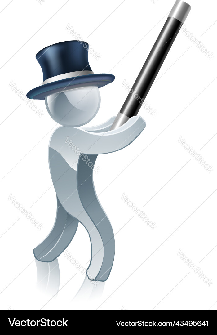 Silver mascot magician Royalty Free Vector Image