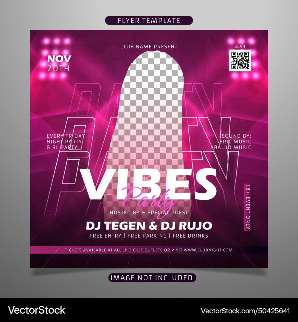 Vibes party flyer template Royalty Free Vector Image