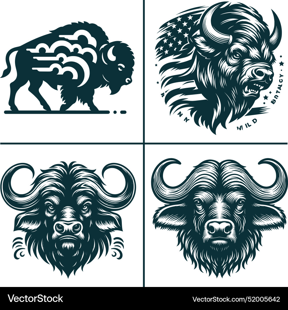 Bison buffalo silhouette svg filesbuffalo Vector Image