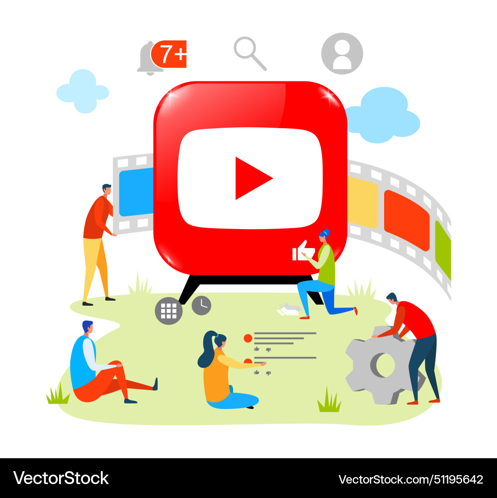 Creative youtube video service concept flat design