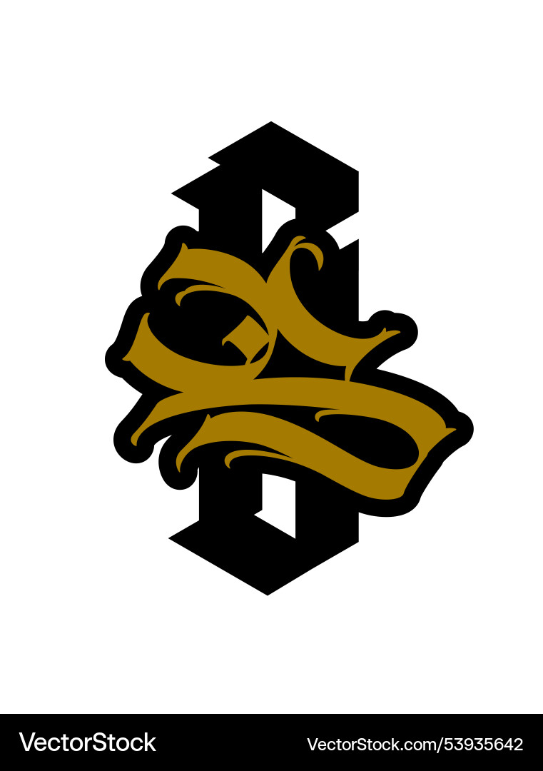 Letter s in graffiti and gothic style Royalty Free Vector