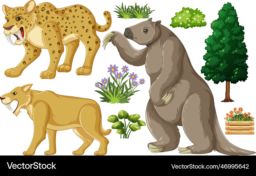 Set of various extinct animals Royalty Free Vector Image