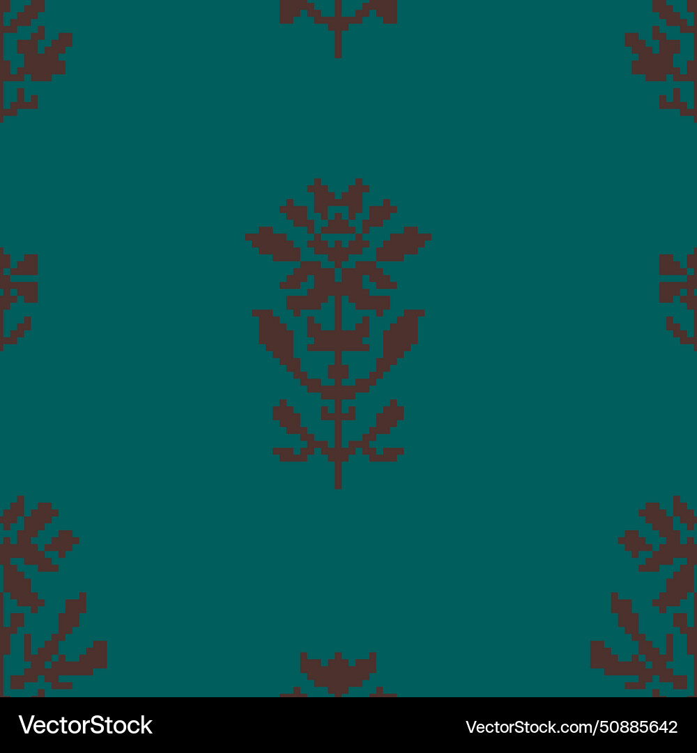 Teal floral seamless pattern Royalty Free Vector Image