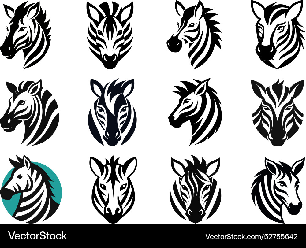 Zebra head logo icons Royalty Free Vector Image