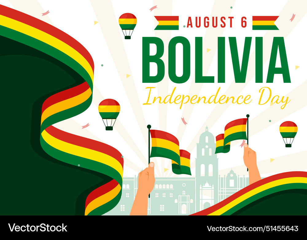 Bolivia independence day on august 6 with waving Vector Image