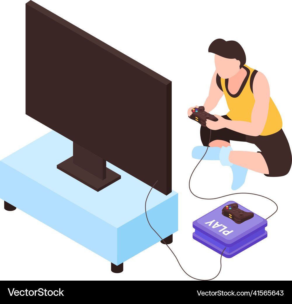 Gaming console addiction composition Royalty Free Vector