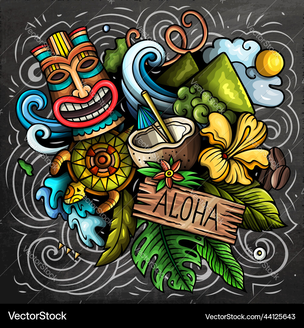 Hawaii cartoon doodle design Royalty Free Vector Image