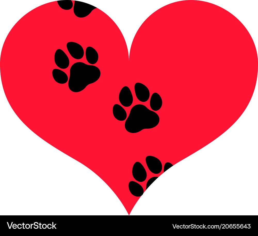 Heart with Paw Prints Royalty Free Vector Image
