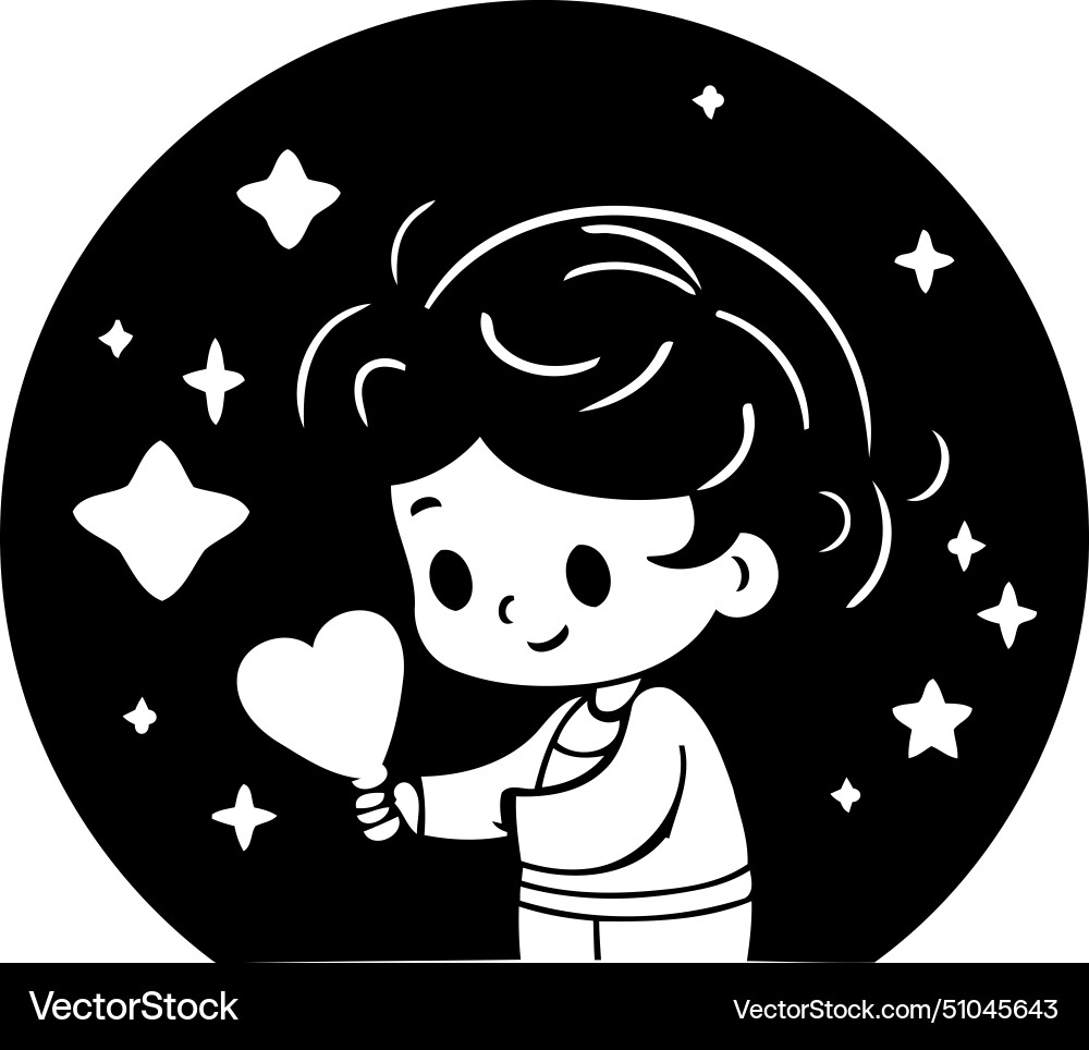 Little boy holding a heart in his hands Royalty Free Vector