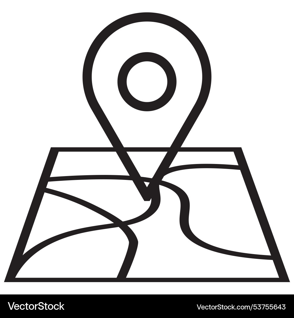 Map with placeholder on top icon line Royalty Free Vector