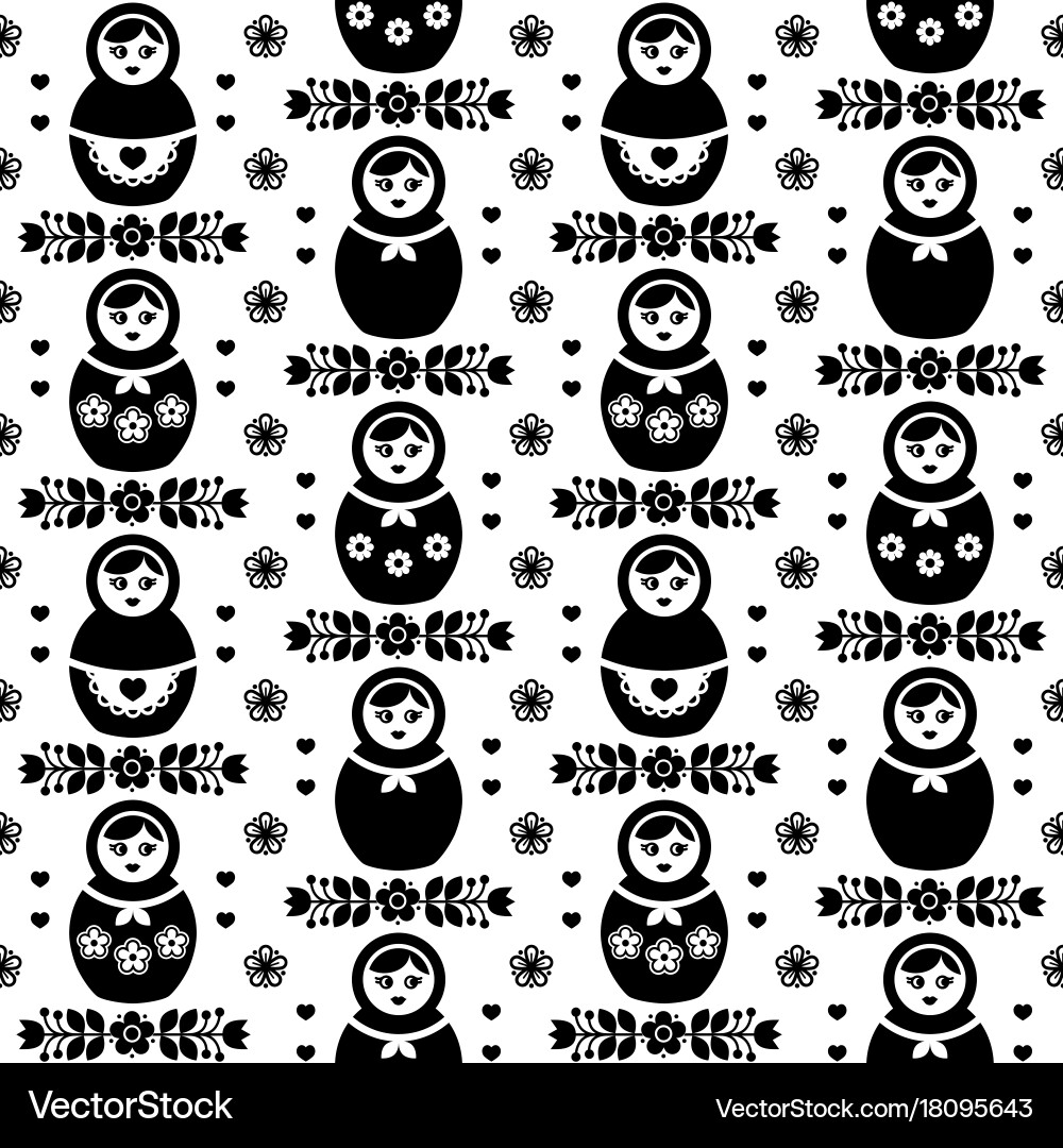 Matryoshka Doll Seamless Pattern Royalty Free Vector Image