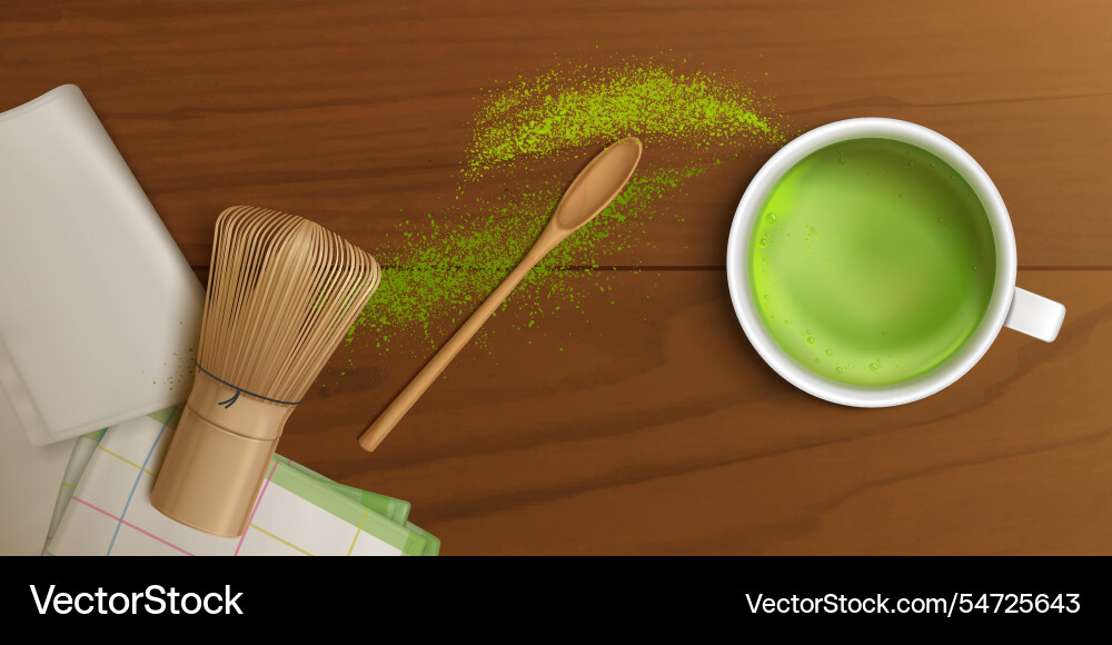 Preparation process of matcha tea Royalty Free Vector Image