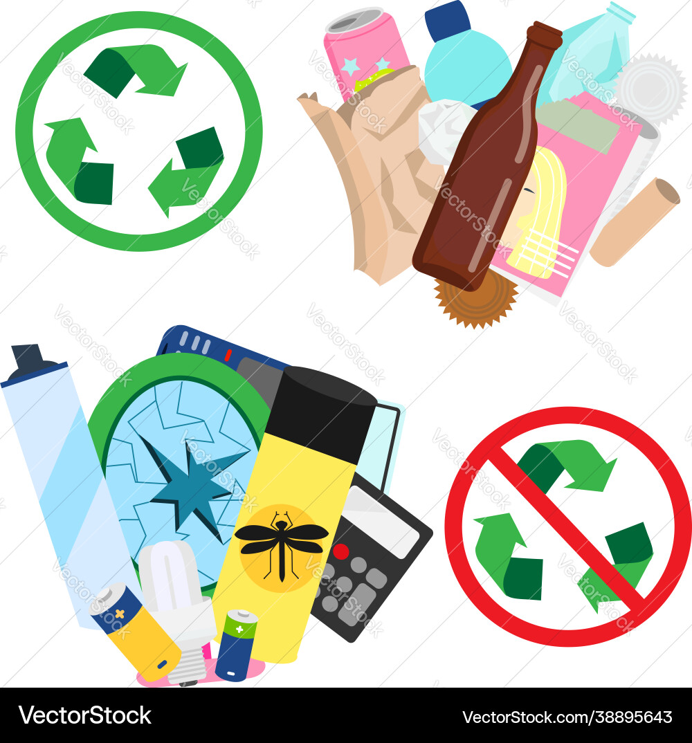 Recyclable and non waste types Royalty Free Vector Image