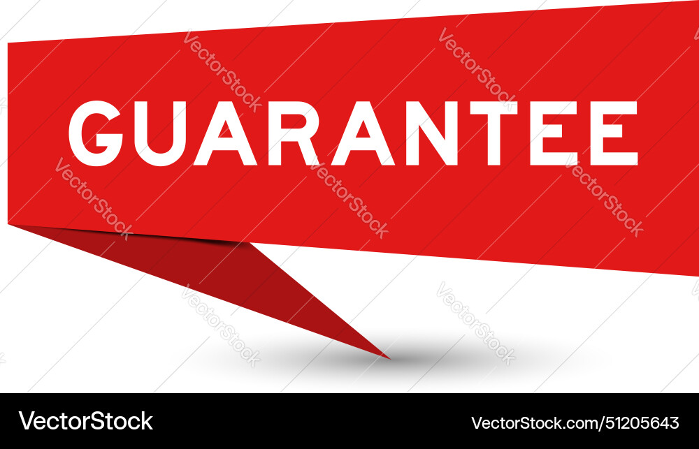 Red color speech banner with word guarantee Vector Image