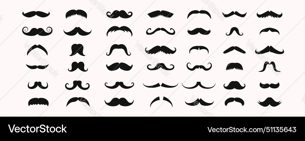 Set mustache collection Royalty Free Vector Image