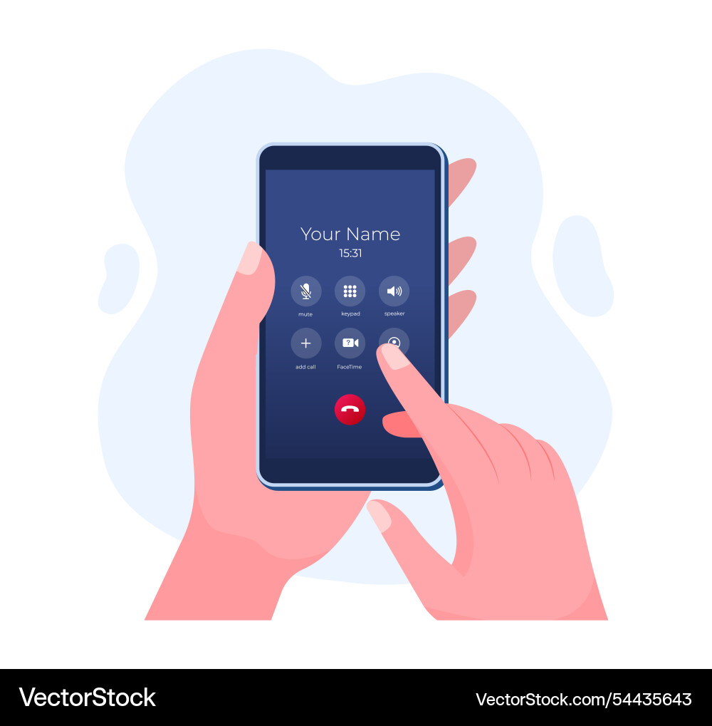 Smartphone ongoing call screen interface flat Vector Image