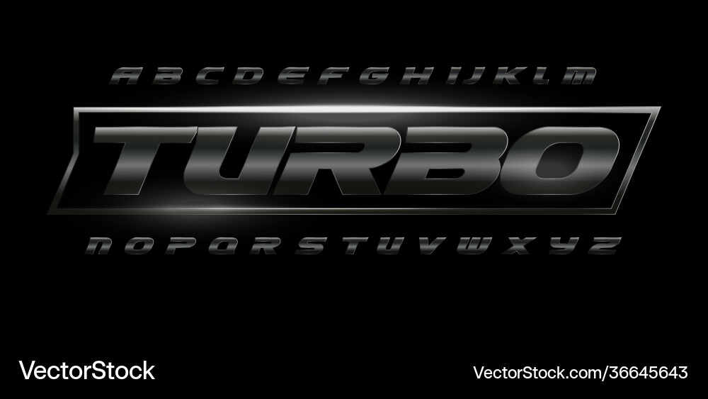 Turbo speed font with dark matte metal texture Vector Image