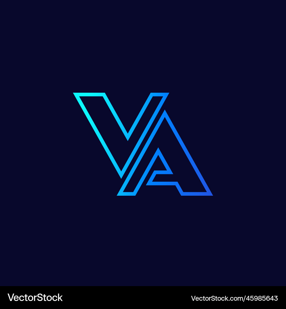 Va letters logo monogram outline design Royalty Free Vector