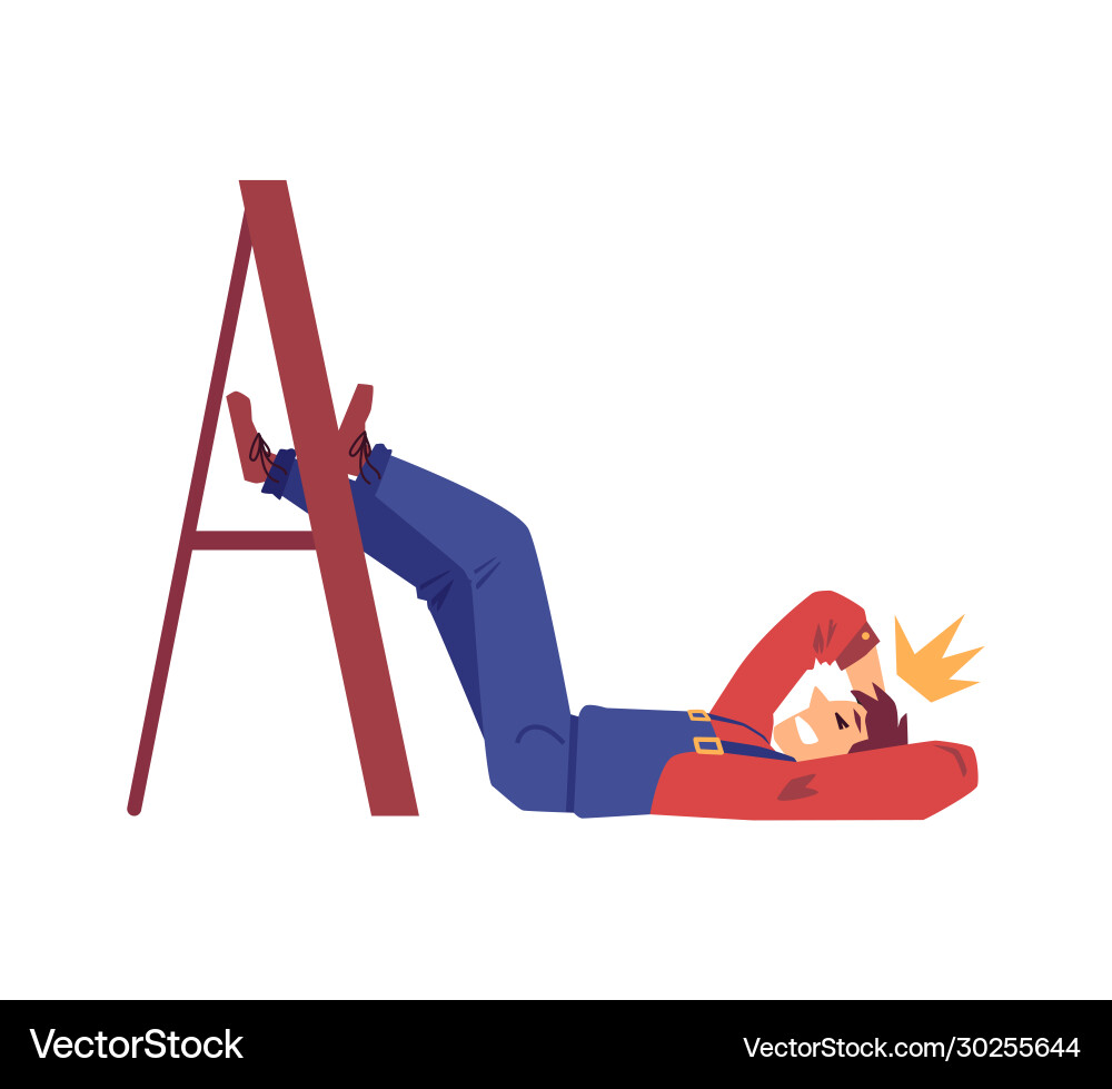 Construction Worker Fall from Ladder Royalty Free Vector