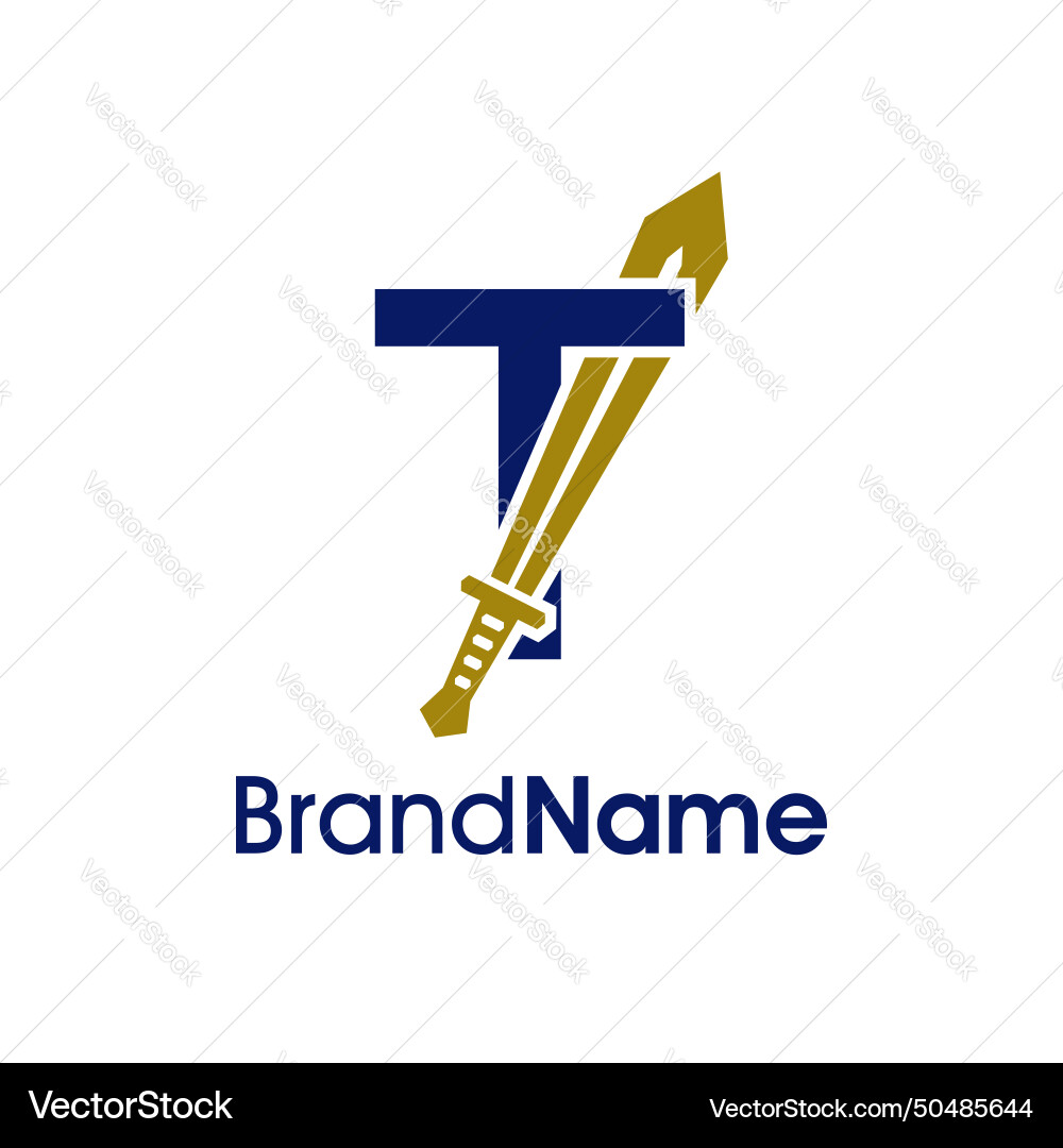 Elegant initial t sword logo Royalty Free Vector Image