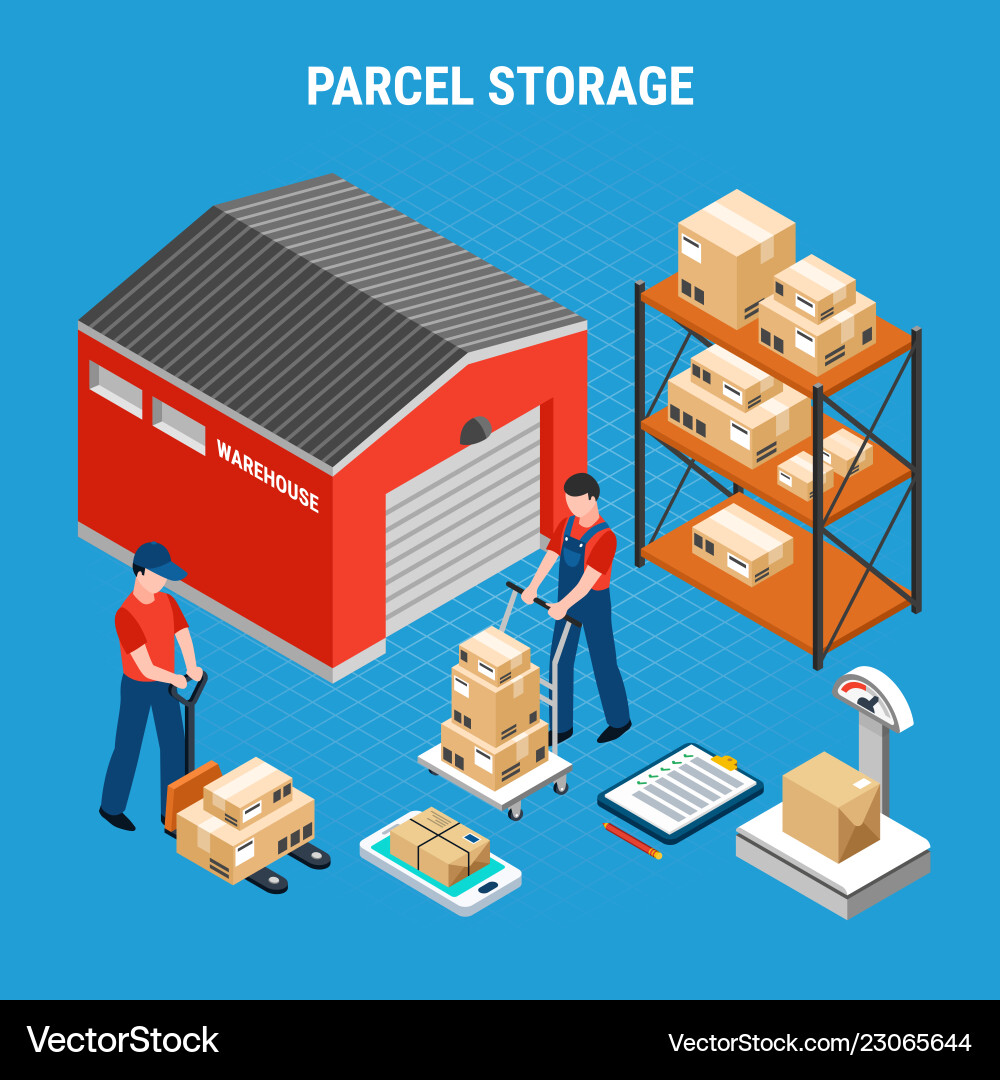 Parcel Delivery Isometric Composition Royalty Free Vector