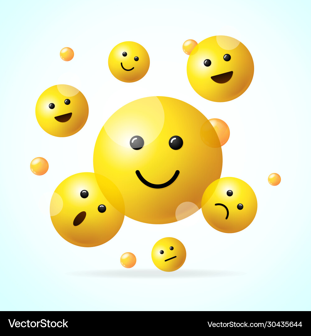 Realistic detailed 3d falling emoji sign Vector Image
