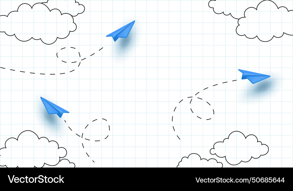 School background 3d paper plane back Royalty Free Vector