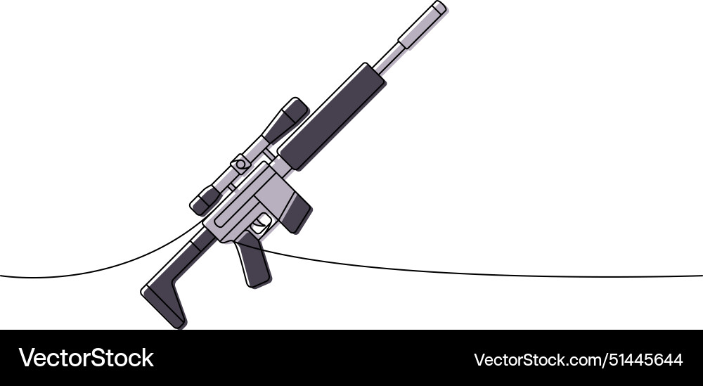 Sniper rifle tactical assault one line Royalty Free Vector