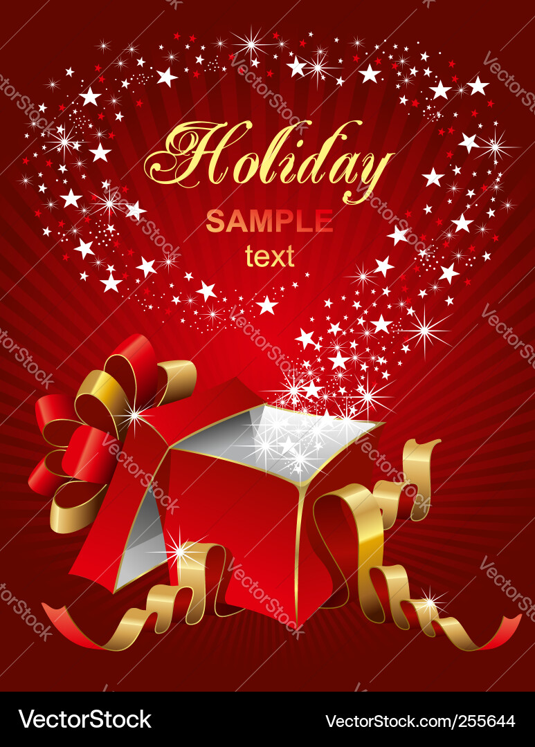 Sparkling Gift Box with Festive Decorations Vector Image