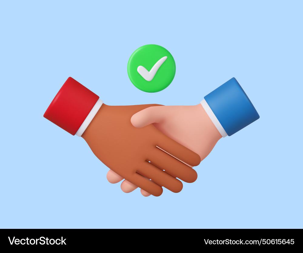 3d hand shake icon gesture Royalty Free Vector Image