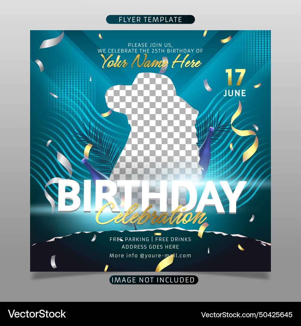 Birthday celebration flyer template Royalty Free Vector