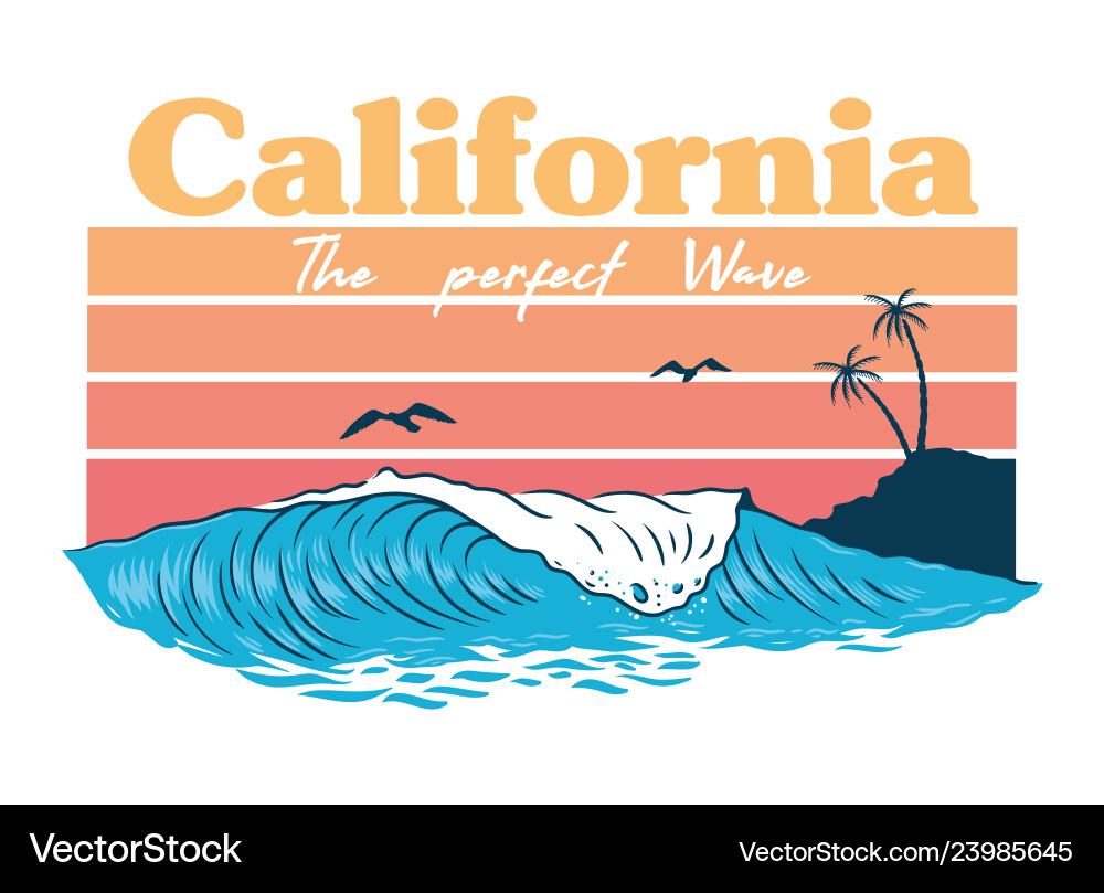 California wave print Royalty Free Vector Image
